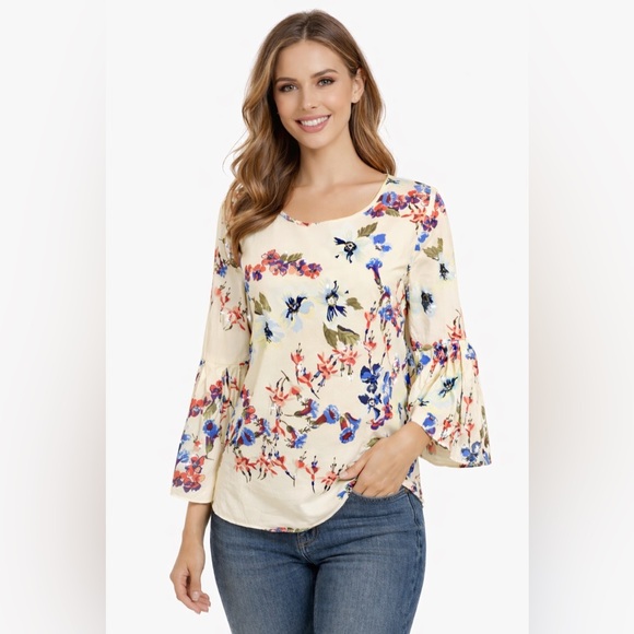 Jane and Delancey | Tops | Jane Delancey Floral Bell Sleeve Blouse Boho ...